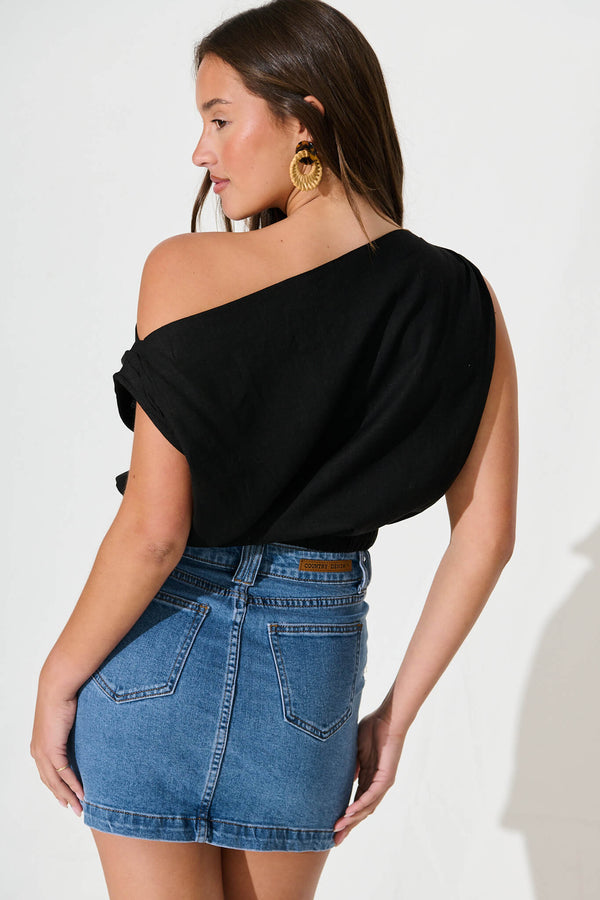 PRE ORDER Lucille Top In Black Cotton Linen – St Frock