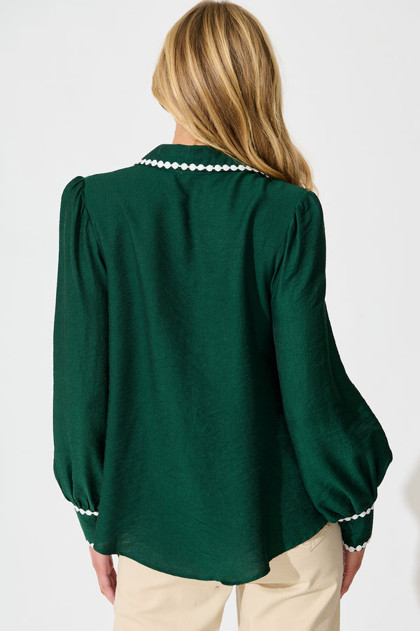 Lynelle Shirt in Emerald with White Contrast – St Frock