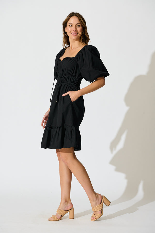 Kierah Dress in Black Cotton | St Frock
