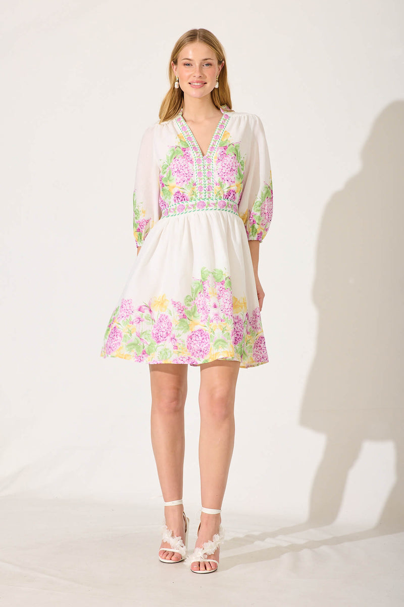Sausalito Dress In Lilac Multi Floral Linen Blend – St Frock