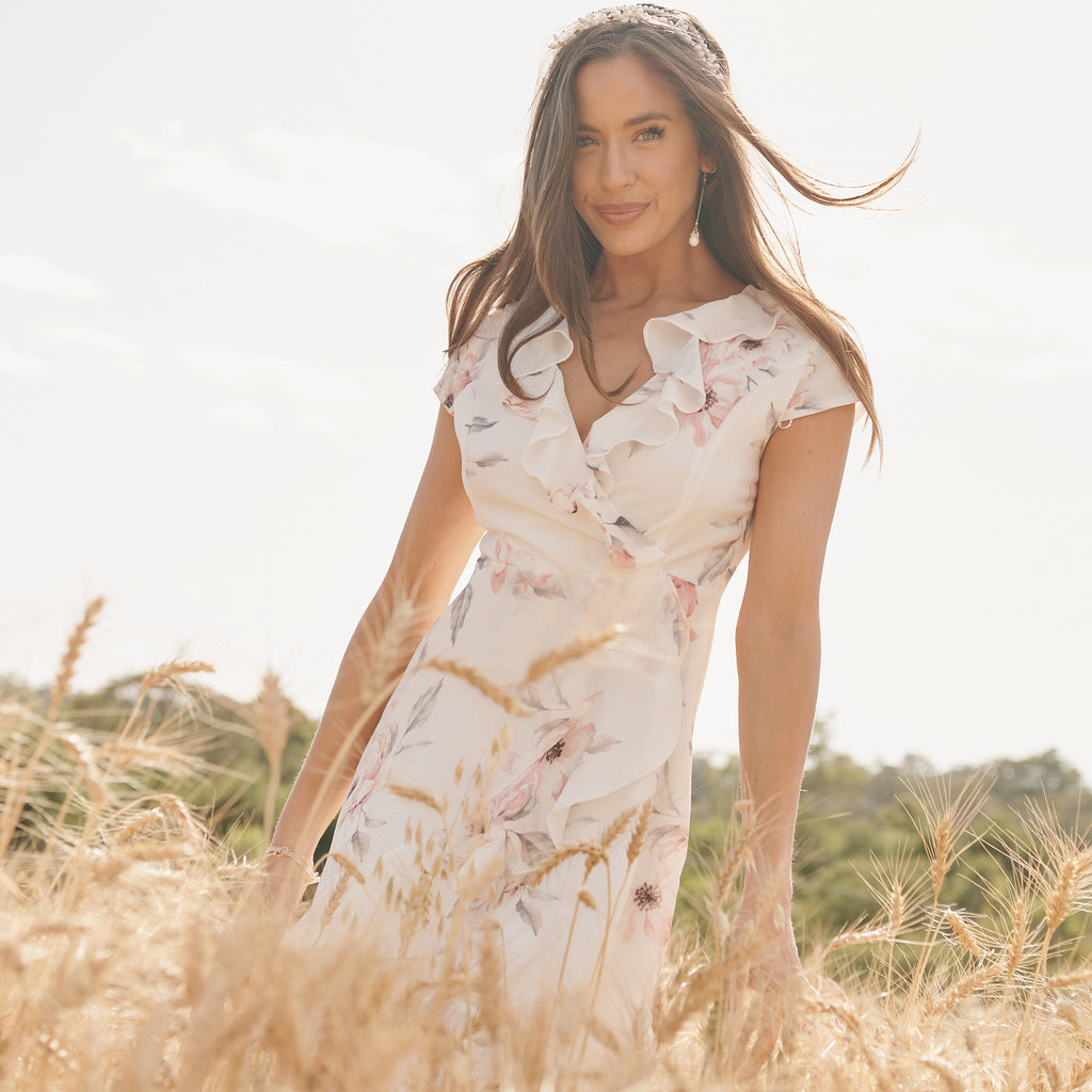 Give Love High Low Top In Navy With Blush Floral – St Frock