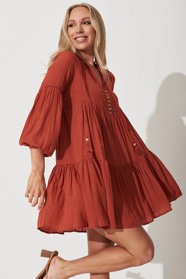 Tulip Smock Dress In Rust – St Frock
