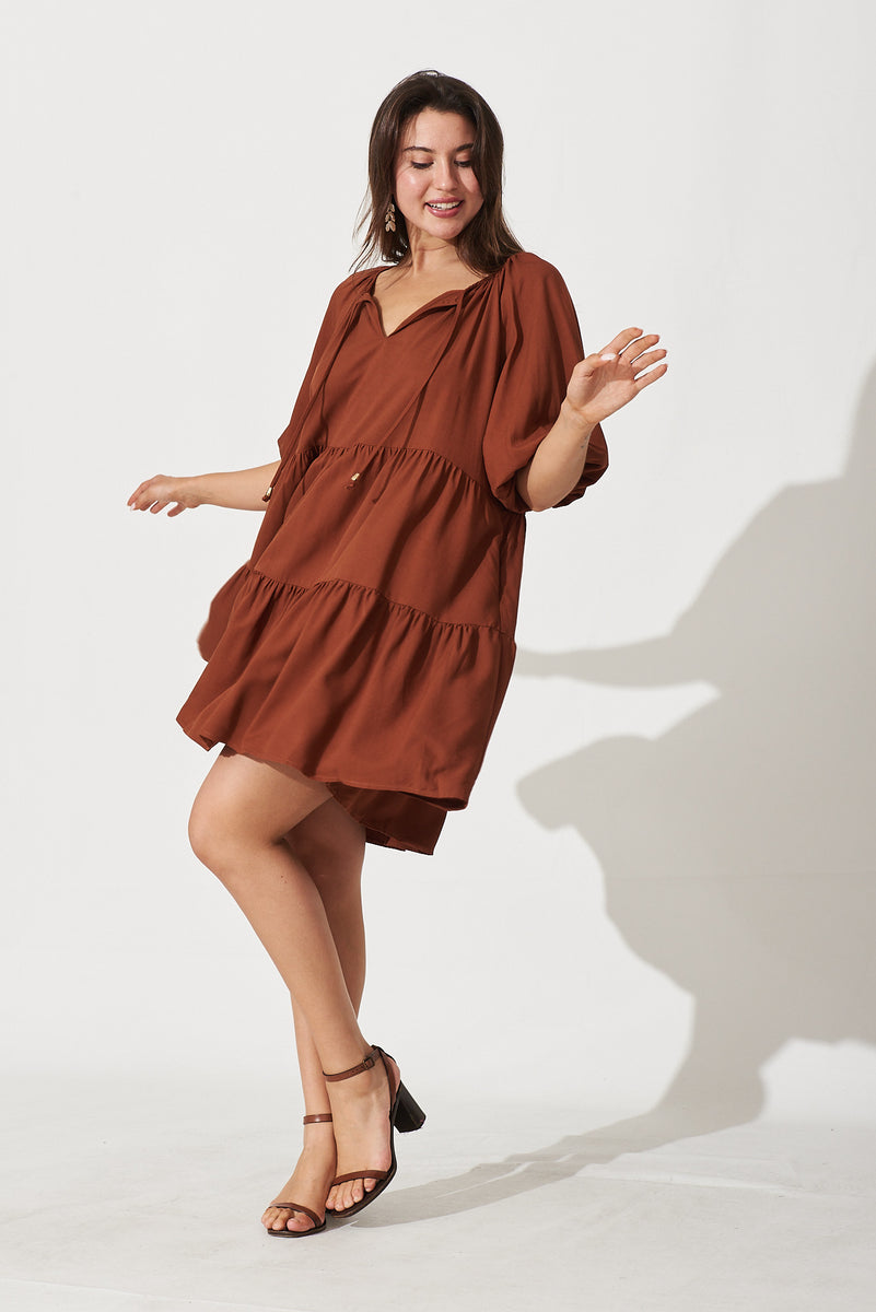 Enamour Smock Dress In Chocolate – St Frock