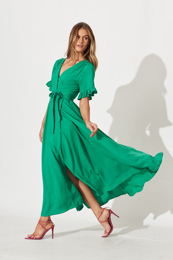 Rondal Maxi Wrap Dress In Green – St Frock