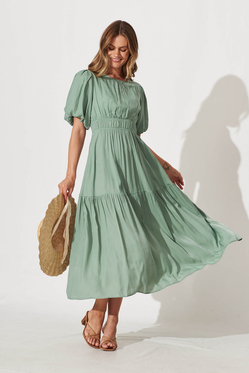 Stargazer Midi Dress In Green – St Frock