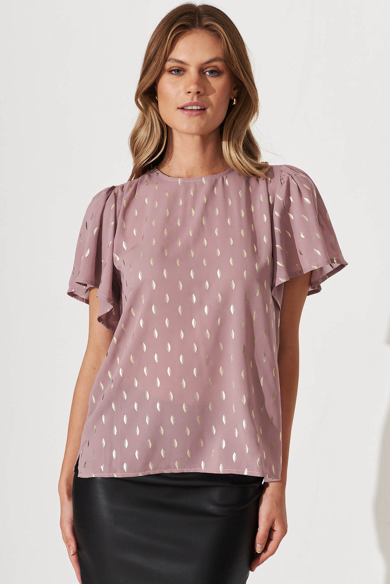 Nadea Top In Dusty Rose With Metallic Fleck – St Frock