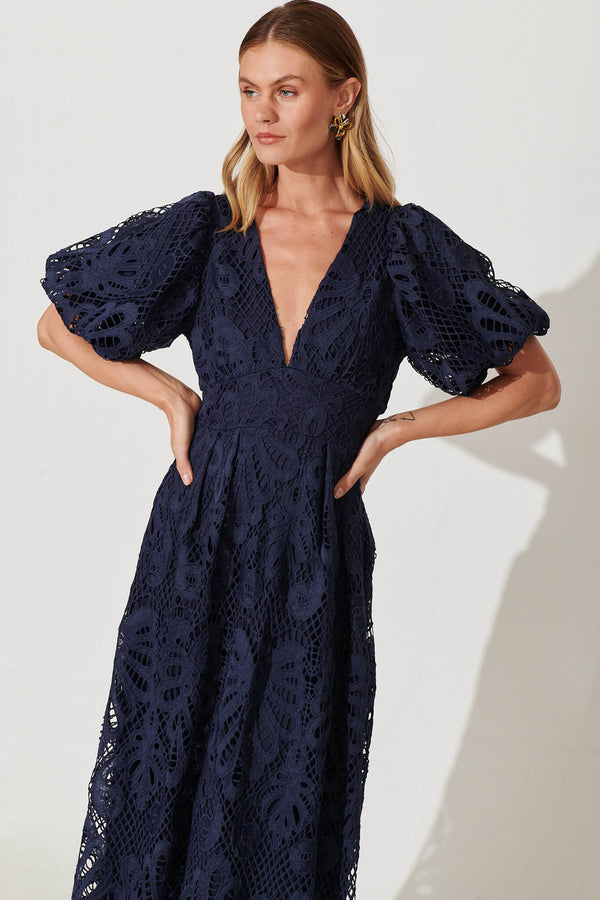 Millie Lace Maxi Dress In Navy – St Frock