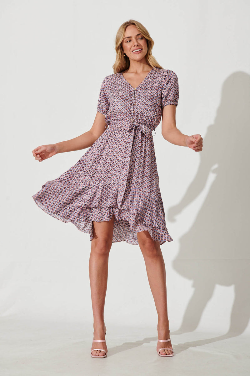 Magari Dress In Blush Geometric Print – St Frock