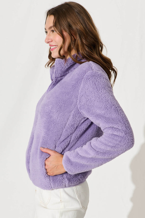 Linea Fluffy Jacket In Purple – St Frock