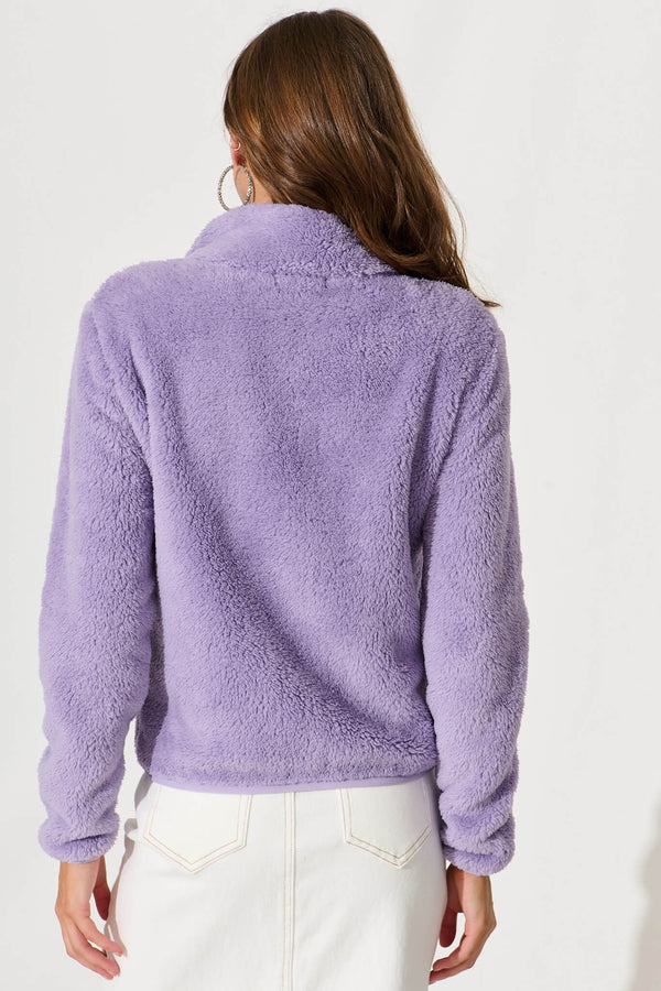 Linea Fluffy Jacket In Purple – St Frock