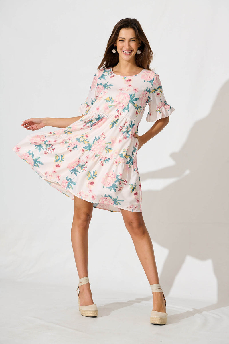 Corry Smock Dress In Pink Floral – St Frock