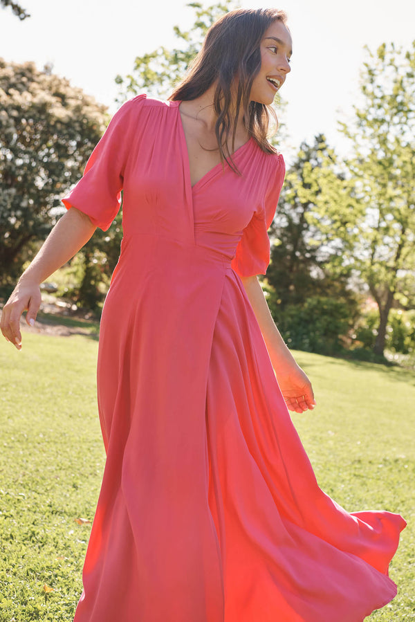 Ronda Maxi Wrap Dress In Pink – St Frock