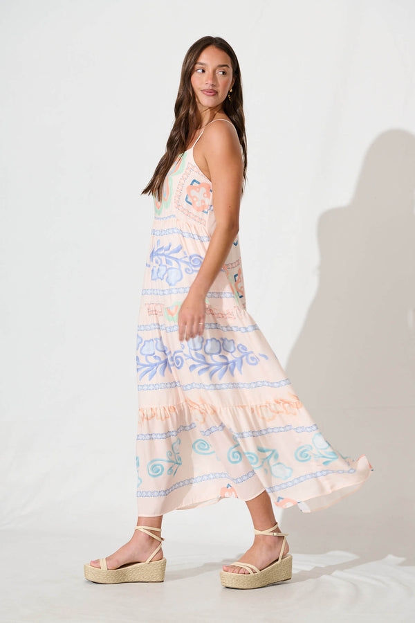 Luminara Maxi Sundress in Cream with Multi Linen Blend – St Frock