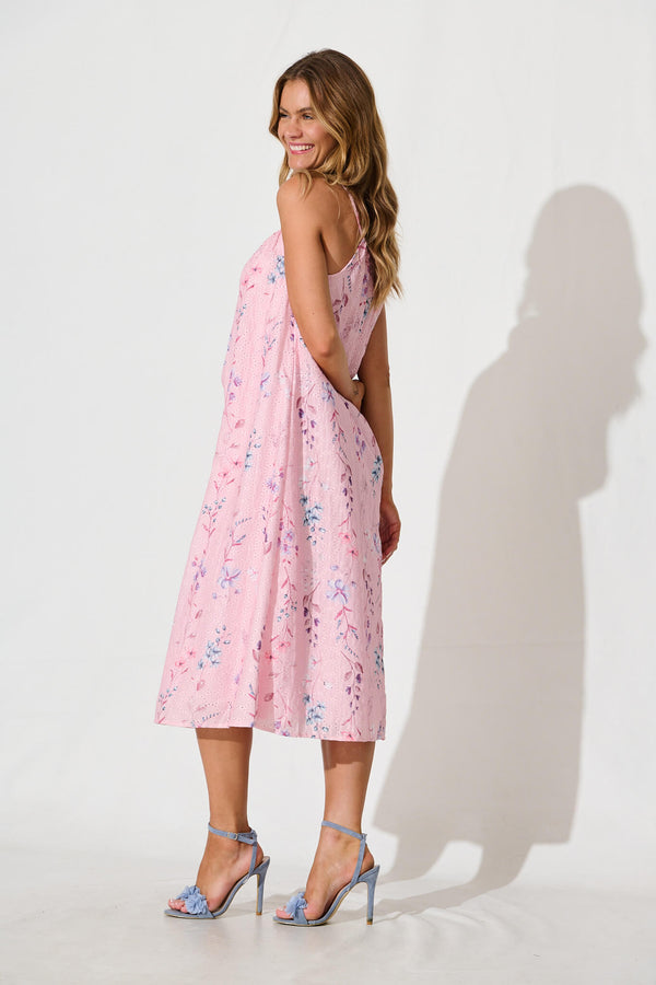 Sunetta Midi Sundress in Blush Floral Textured Broderie – St Frock