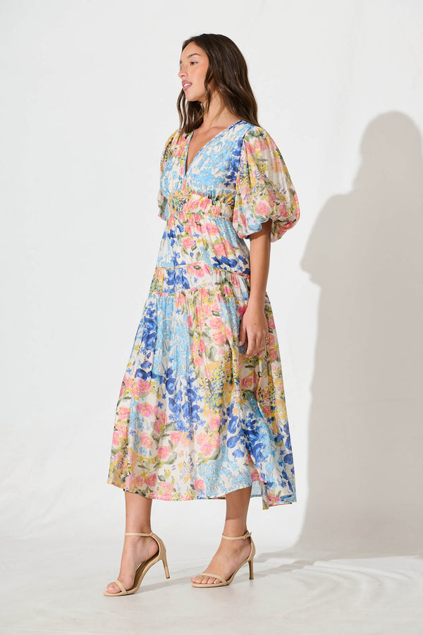 Amalie Midi Dress In Vintage Floral Print – St Frock