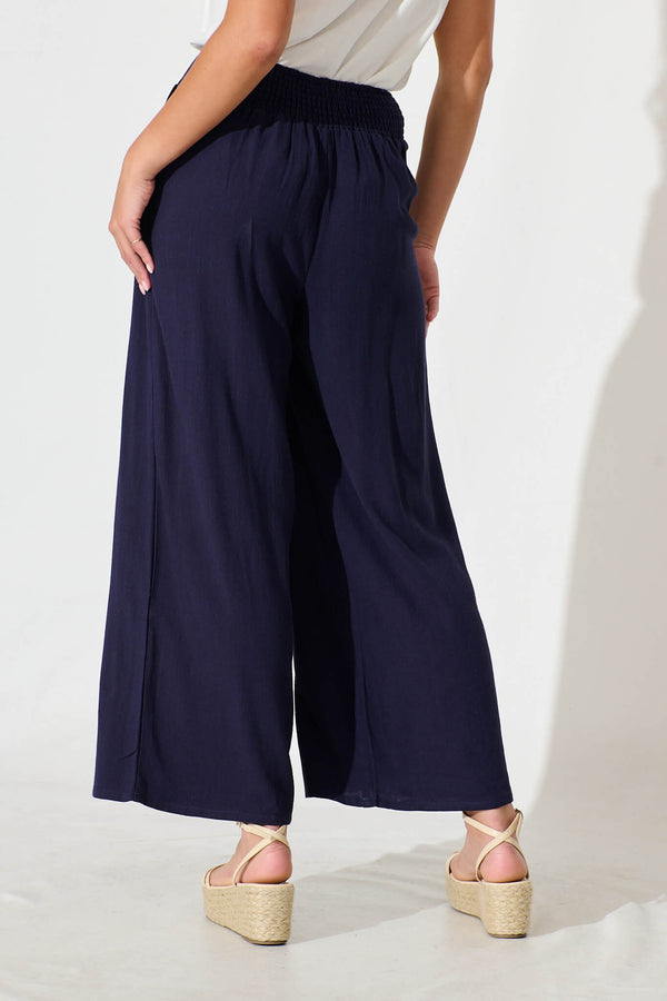 Sirsha Pant in Navy Linen Blend – St Frock