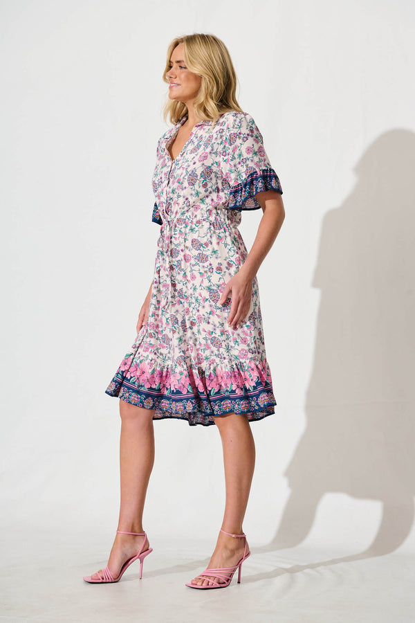 Samison Dress in Pink and Blue Floral – St Frock