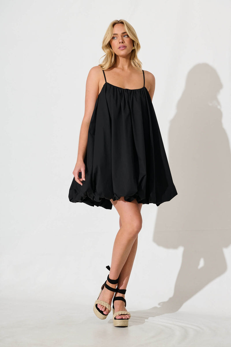 Bryson Bubble Hem Dress in Black Cotton – St Frock