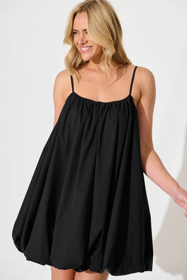 Bryson Bubble Hem Dress in Black Cotton – St Frock