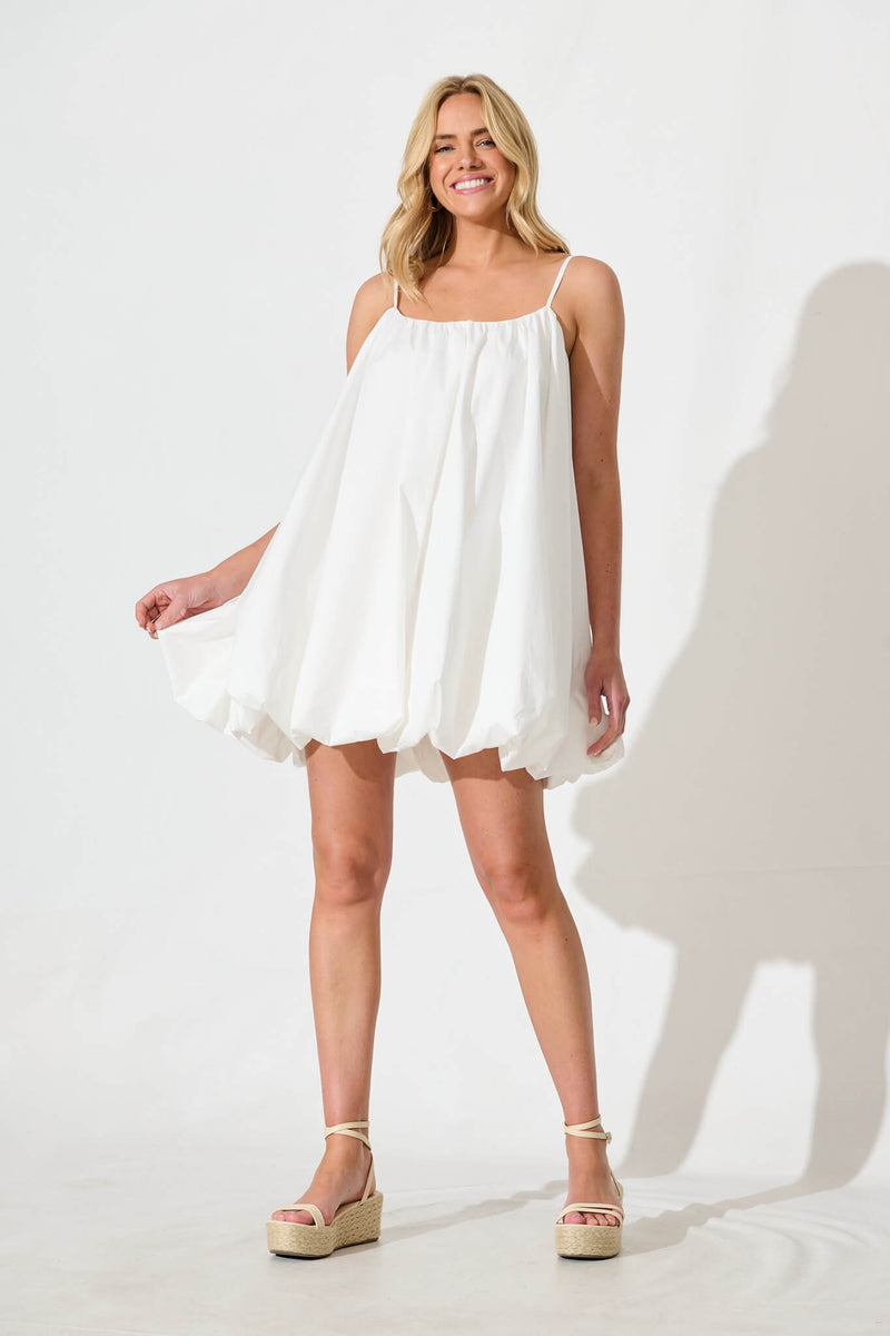 Bryson Bubble Hem Dress in White Cotton – St Frock