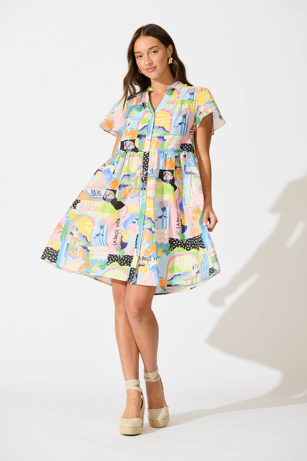 Dana Smock Dress in Multi Summer Print Cotton – St Frock