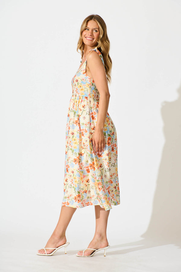 Asha Midi Sundress In Multi Floral – St Frock