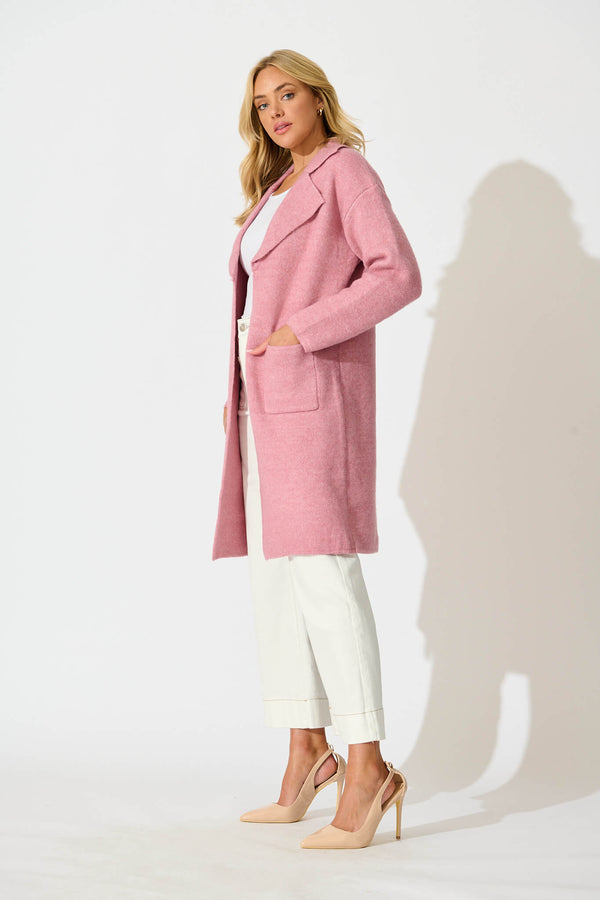 St Ives Coatigan in Pink Wool Blend – St Frock