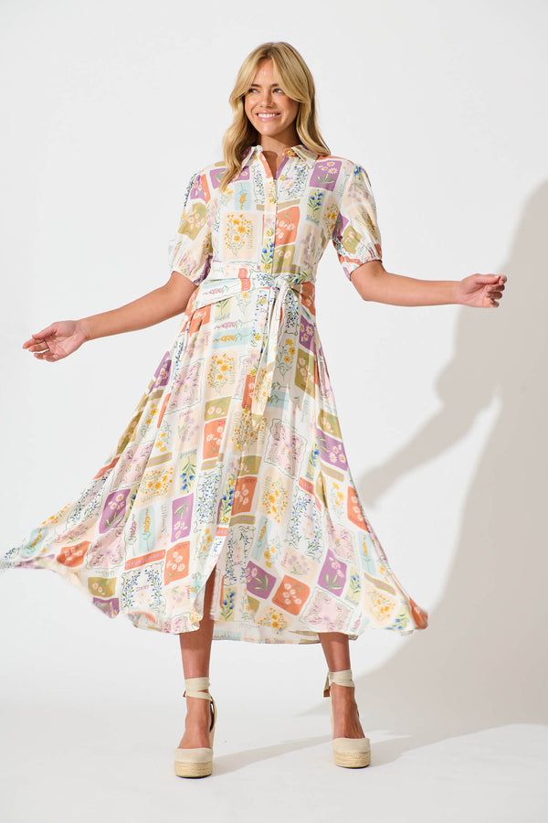 Bella Maxi Shirt Dress In Daisy Patchwork Print – St Frock