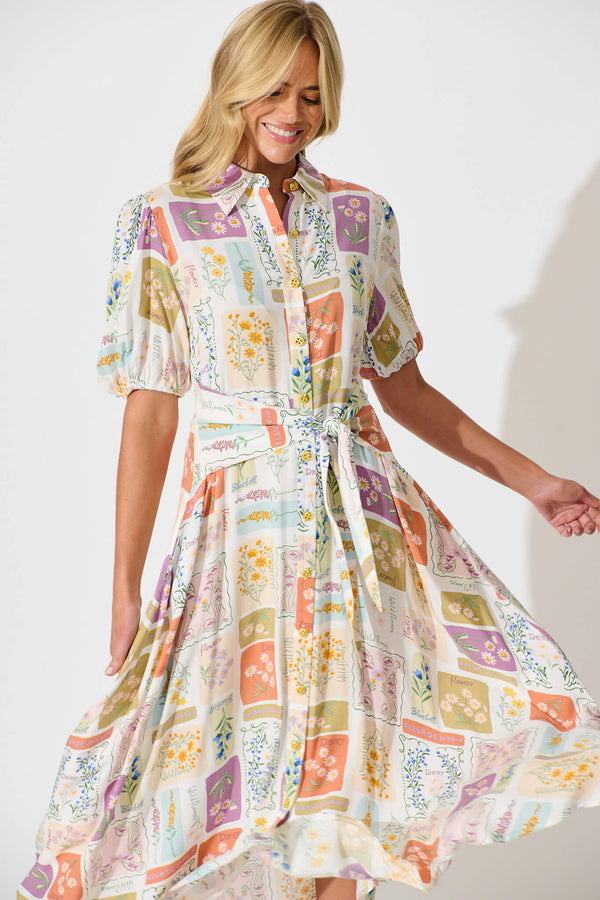 Bella Maxi Shirt Dress In Daisy Patchwork Print – St Frock