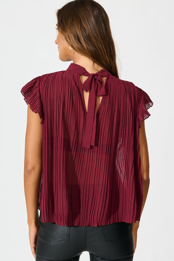 Vada Top in Wine Pleated Chiffon – St Frock