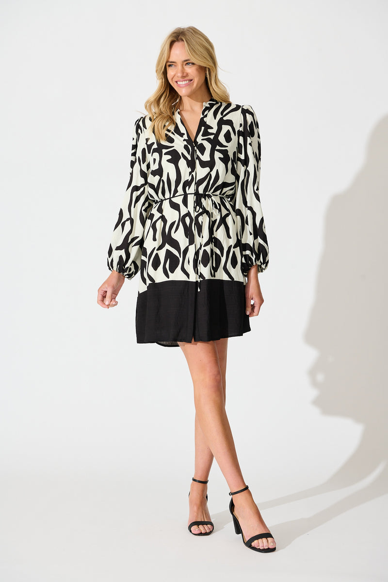 Paxton Dress in Cream and Black Print – St Frock