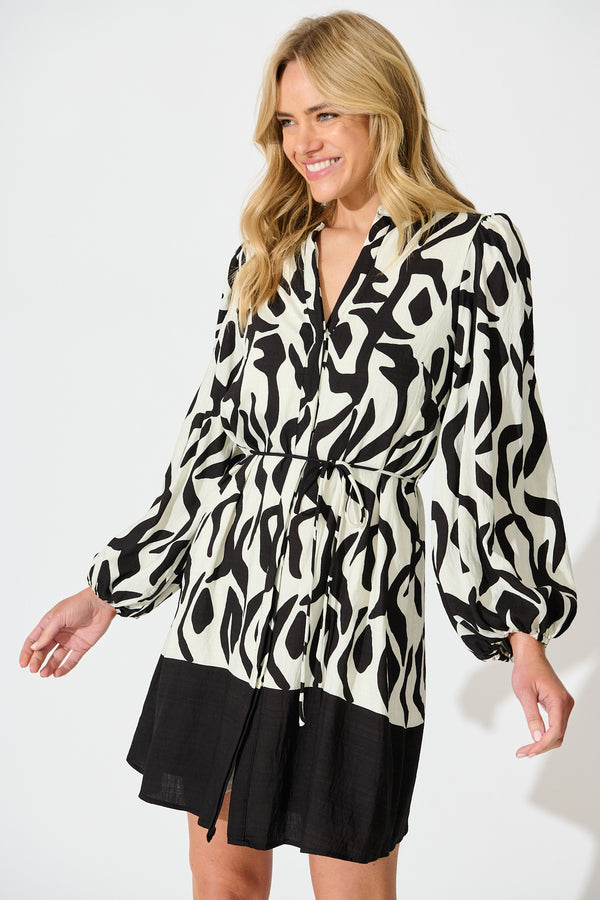 Paxton Dress in Cream and Black Print – St Frock