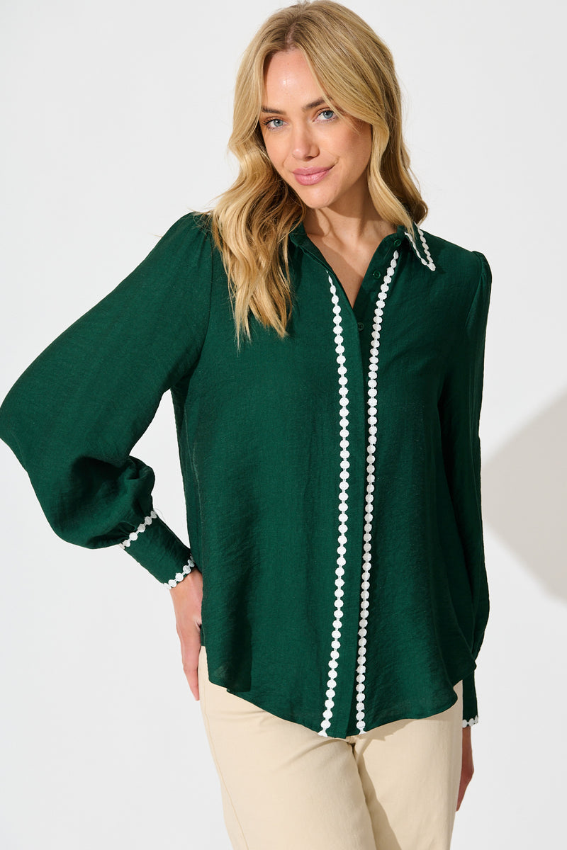 Lynelle Shirt in Emerald with White Contrast – St Frock