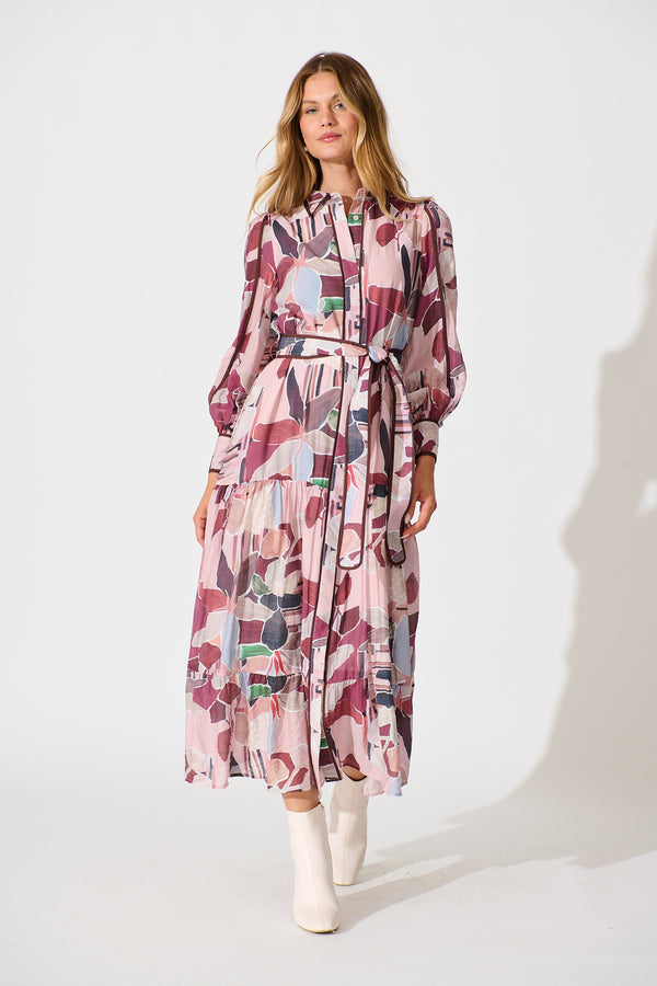 Naylor Maxi Shirt Dress in Multi Brown Print – St Frock