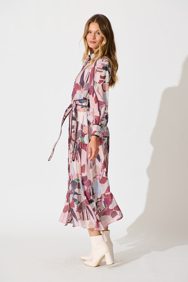 Naylor Maxi Shirt Dress in Multi Brown Print – St Frock