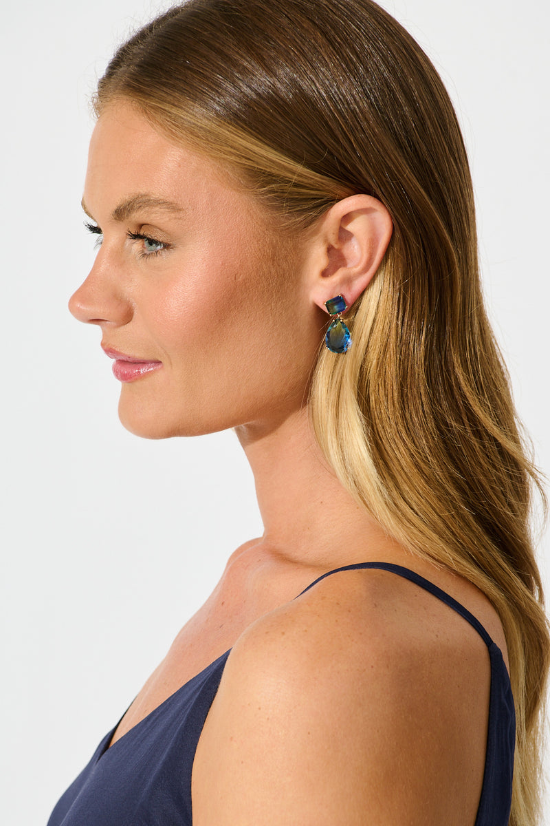 Polly Drop Earrings in Blue Gradient Stone – St Frock