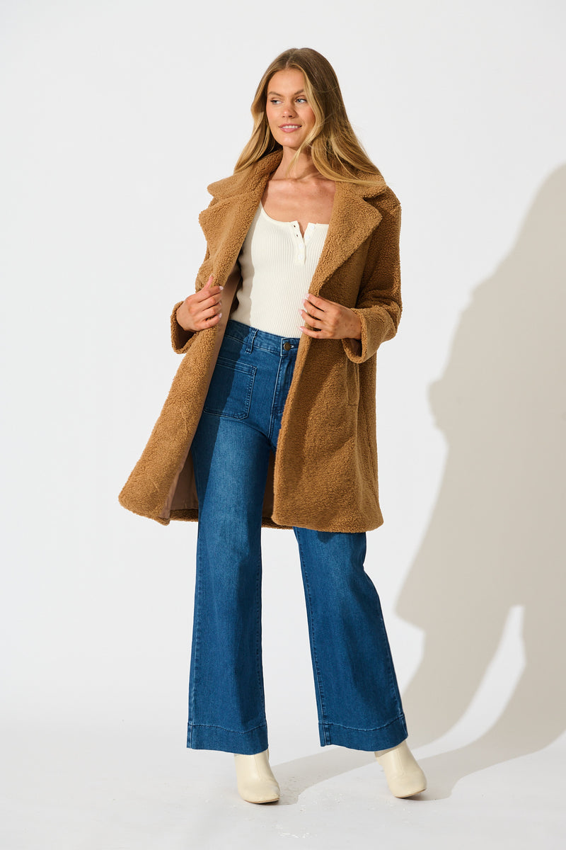 Lavish Teddy coat in Mocha – St Frock