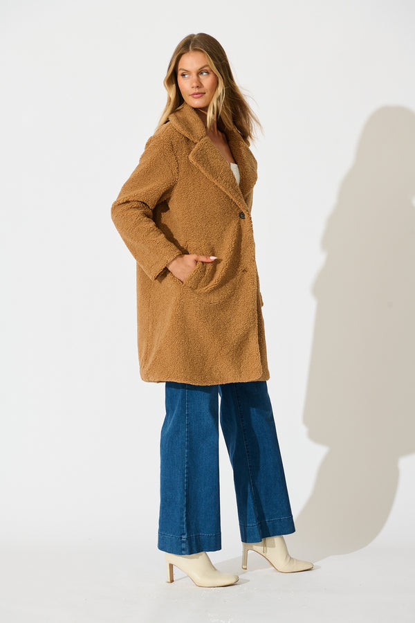 Lavish Teddy coat in Mocha – St Frock