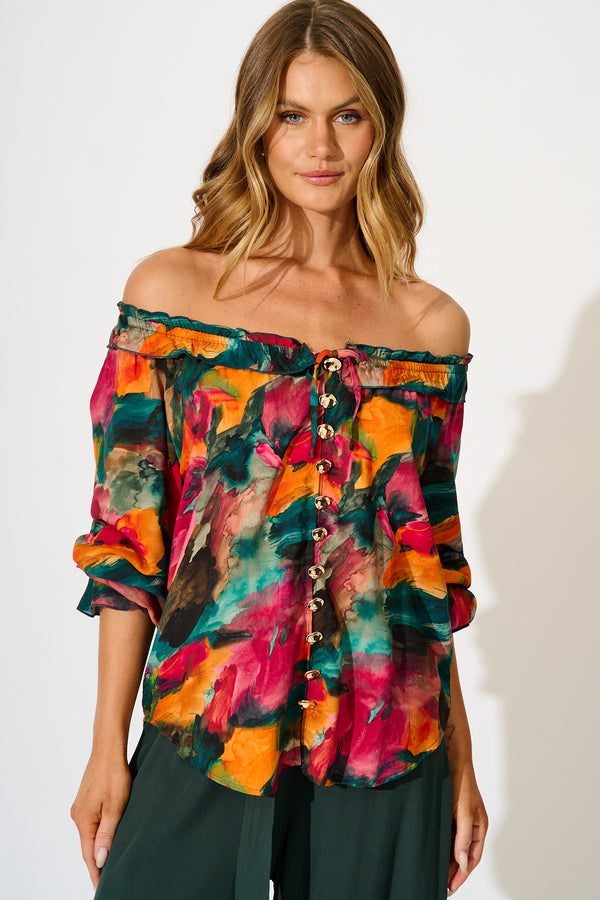 Painted Allure Top in Multi Watercolour Print – St Frock