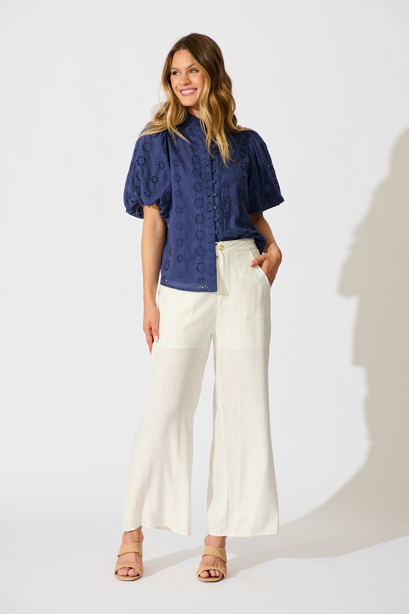 Krizza Top In Navy Embroidered Cotton – St Frock