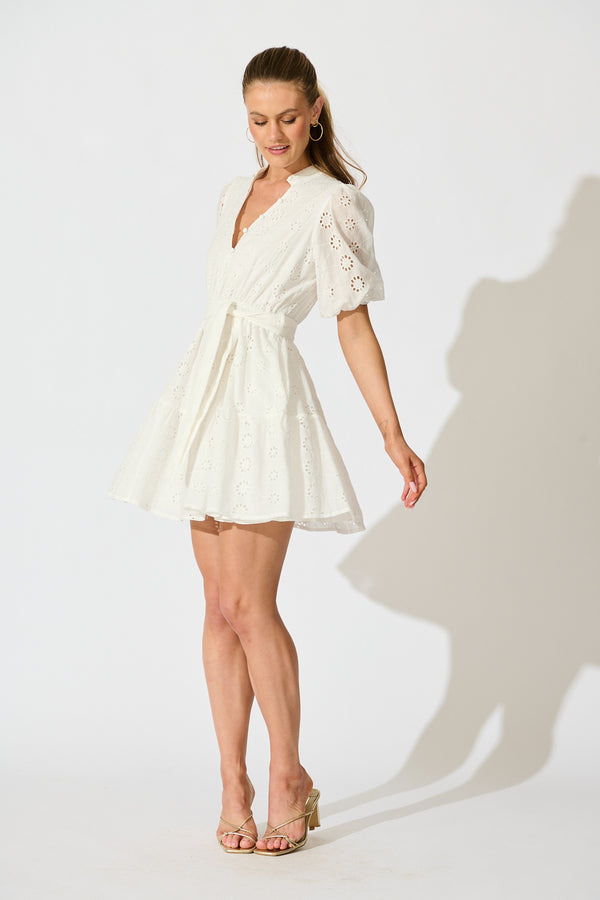 Carlotta Dress – White Embroidered Cotton | St Frock – St Frock