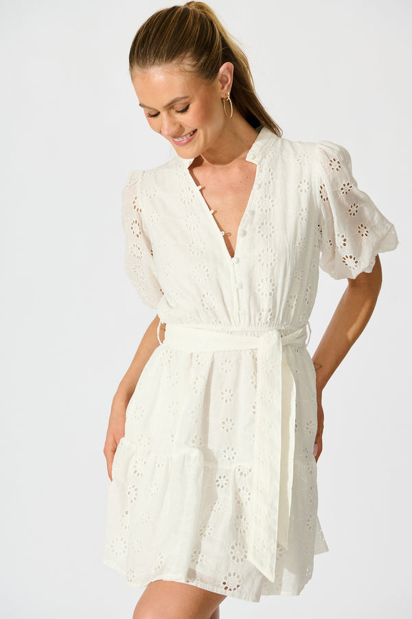 Carlotta Dress – White Embroidered Cotton | St Frock – St Frock