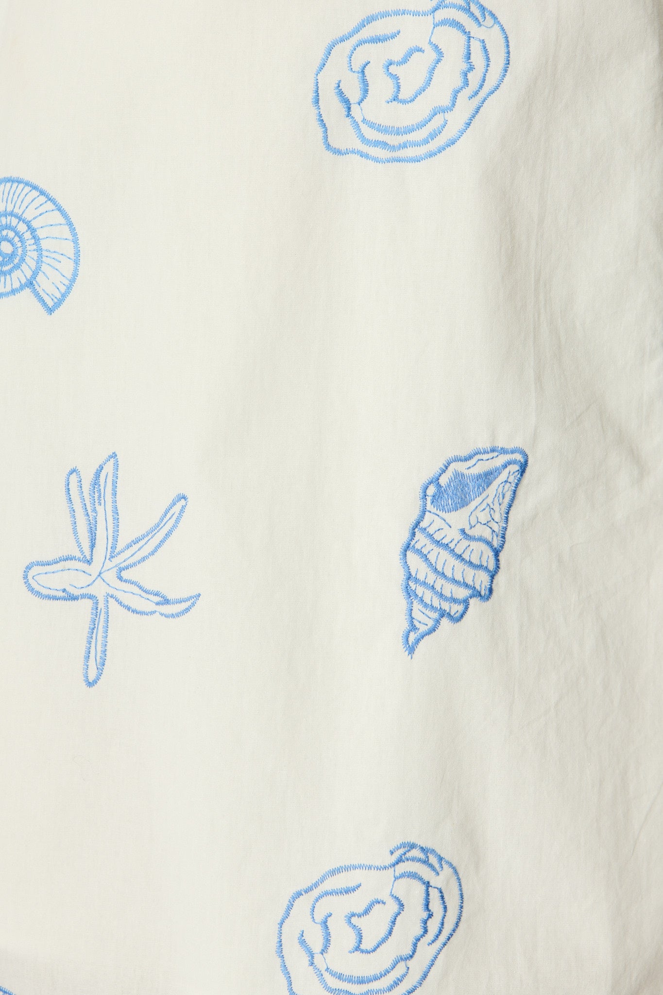 Azure Dress in White with Blue Seashell Embroidery | St Frock