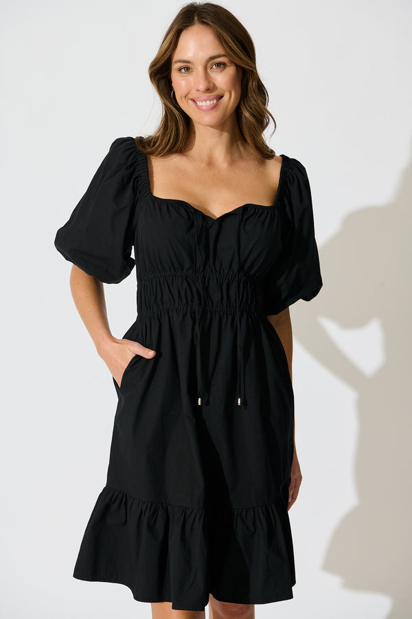 Kierah Dress in Black Cotton | St Frock