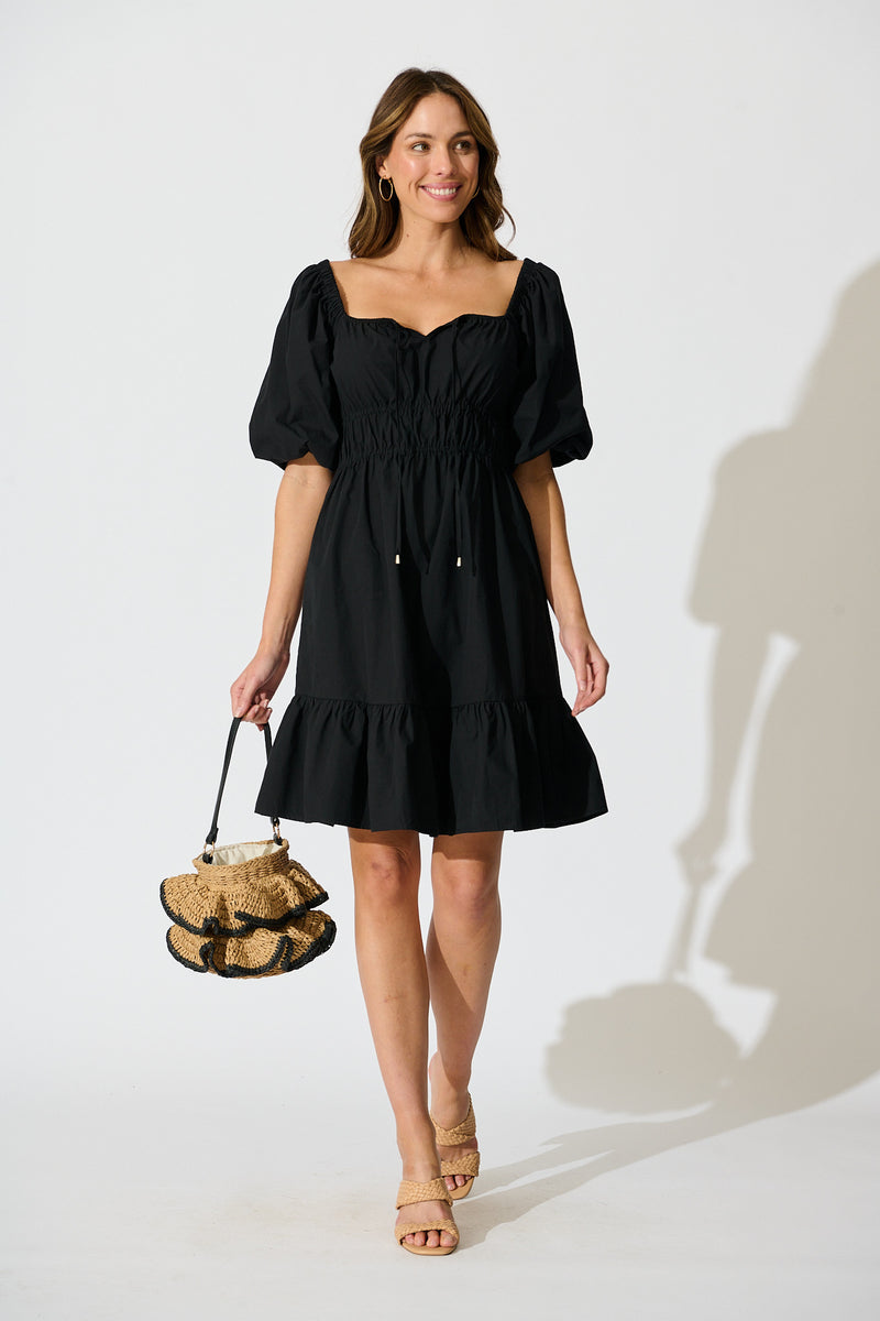Kierah Dress in Black Cotton | St Frock
