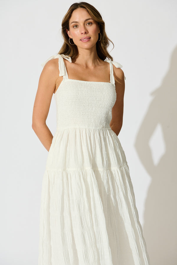 Lila Rea Maxi Sundress in White Swiss Dot | St Frock
