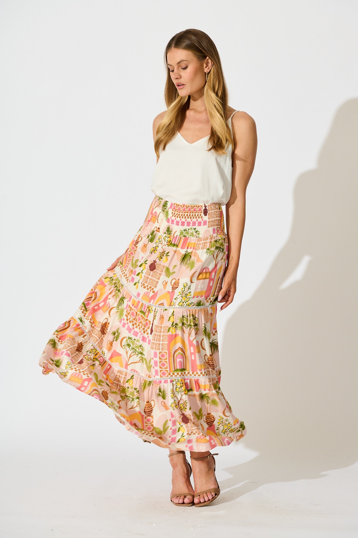 Ariza Maxi Skirt in Multi Print | St Frock