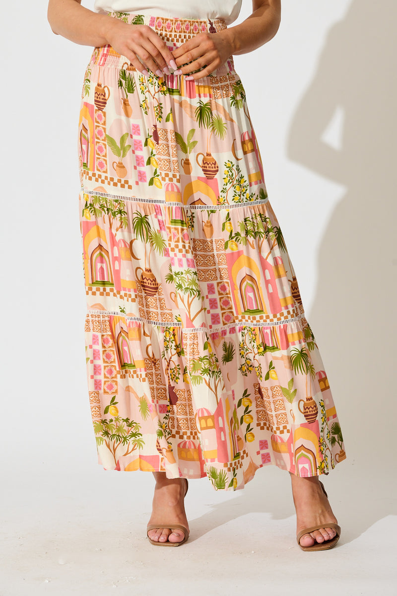 Ariza Maxi Skirt in Multi Print | St Frock