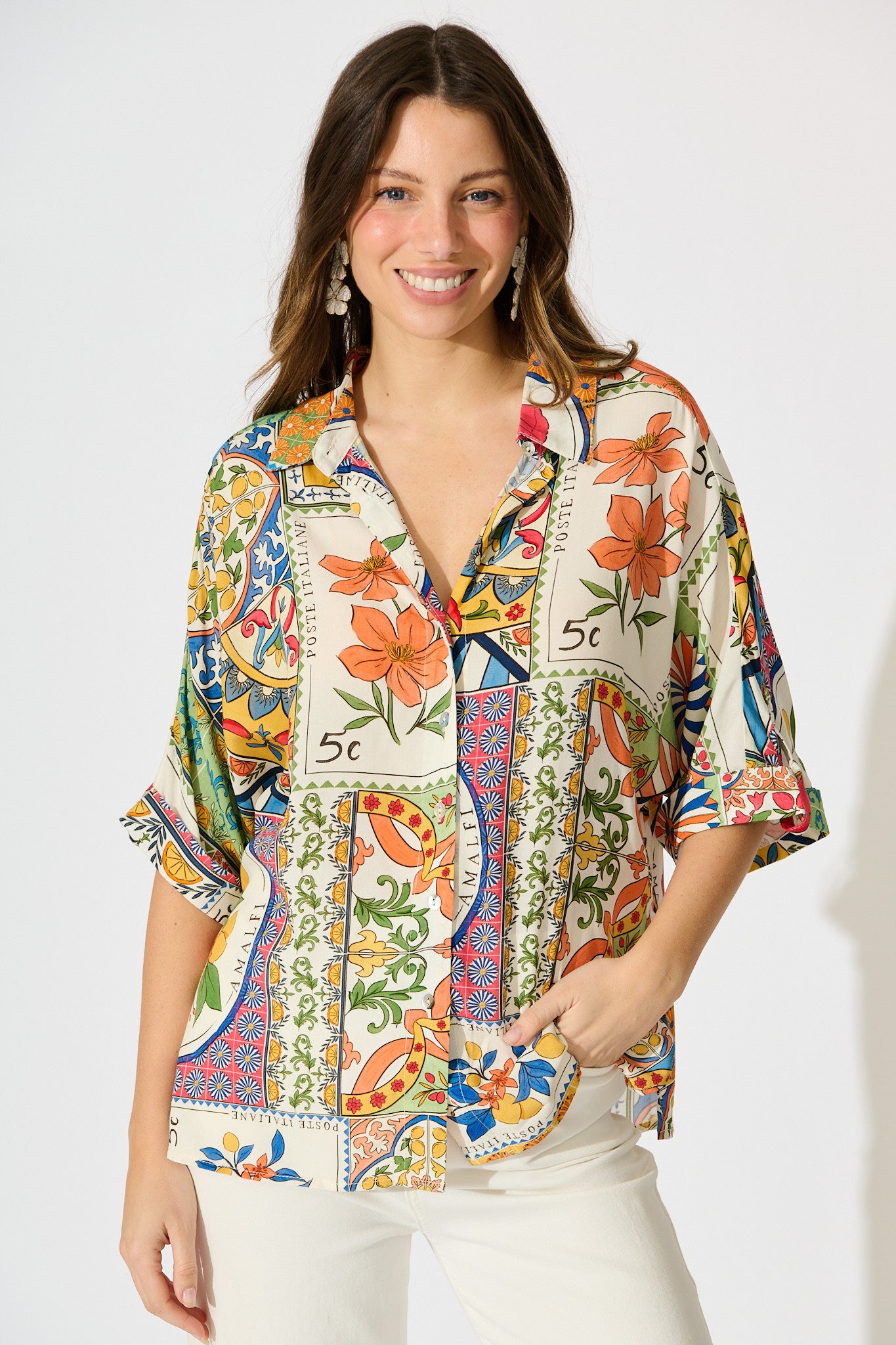 Sundial Shirt – Multi Tile Print | St Frock