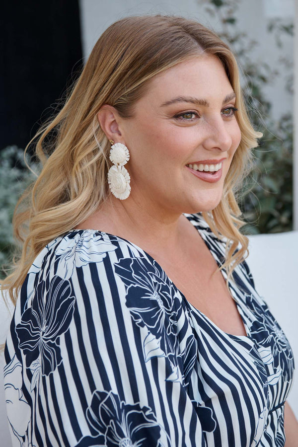 Poppy Statement Earrings in White Raffia | St Frock